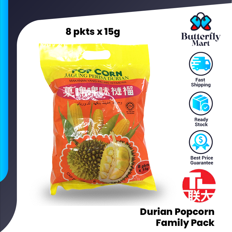 DURIAN POP CORN FAMILY PACK 8PKTS X 15G (8DP) Popcorn Durian Childhood ...