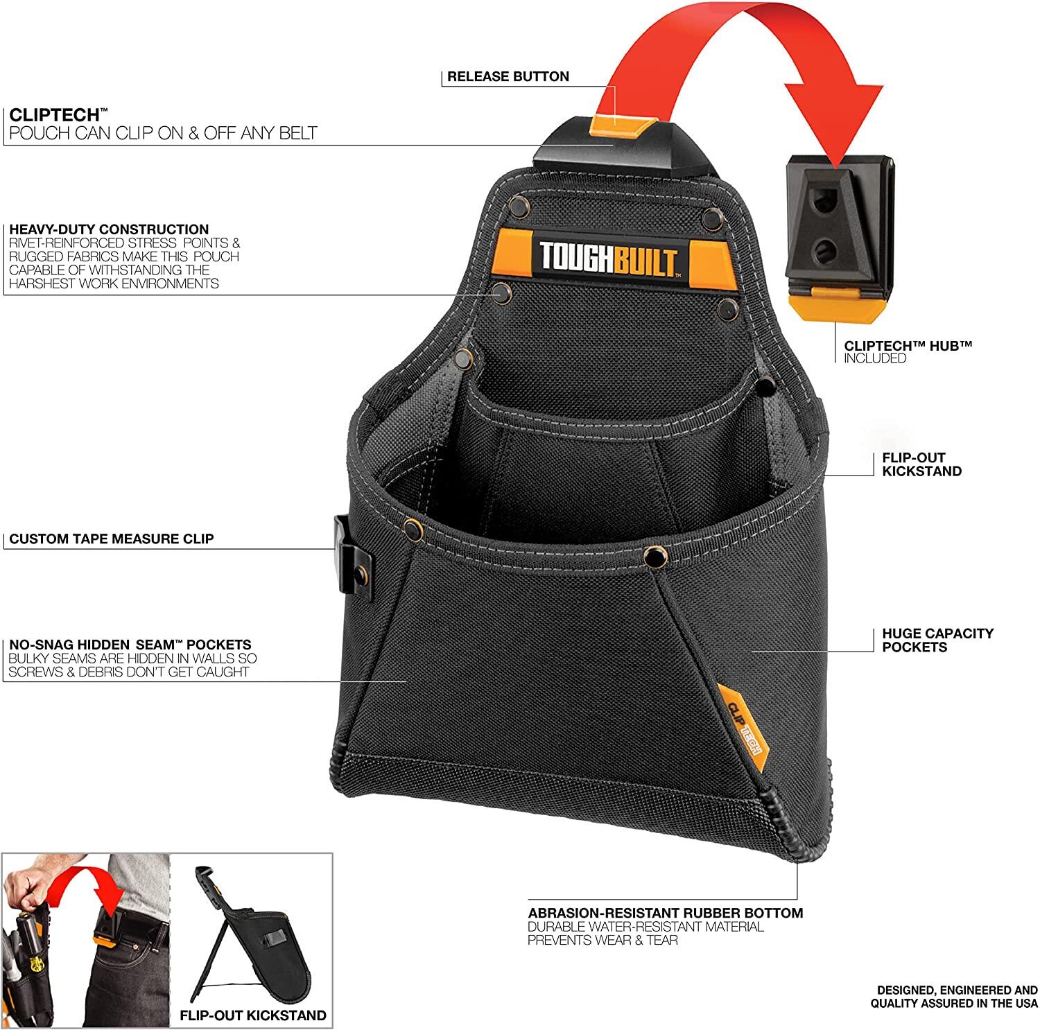 ToughBuilt Tool Belt TB-CT-05 Supply Tool Pouch - Multi-Pocket ...