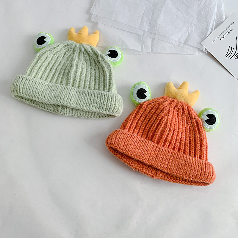 Winter Warm Baby Hat Cute Frog Shape Cap Kids Boys Girls Hats Solid ...