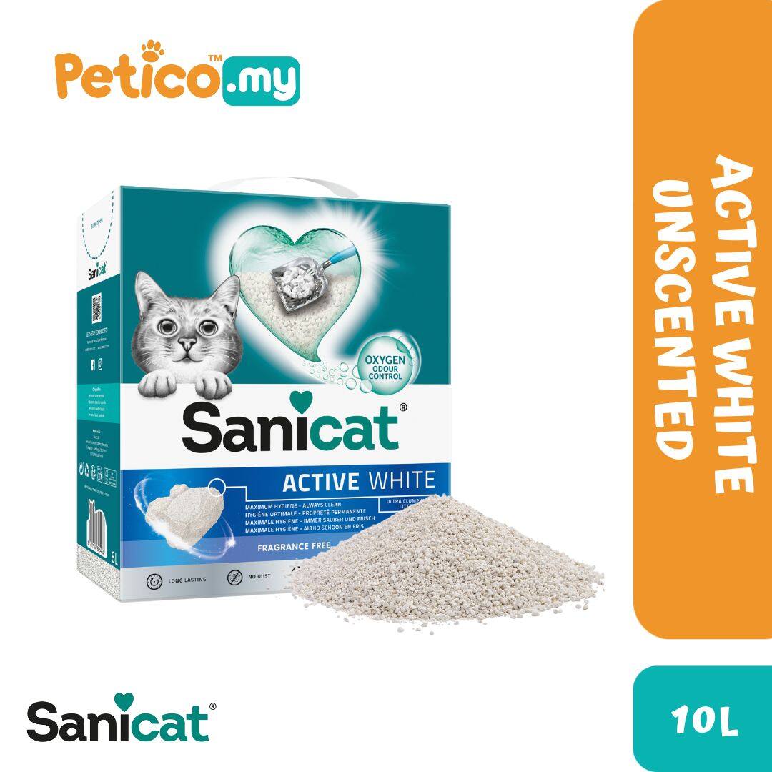 SANICAT Active White 10L Bentonite Cat Litter (Lotus Flower/Unscented) | Lazada