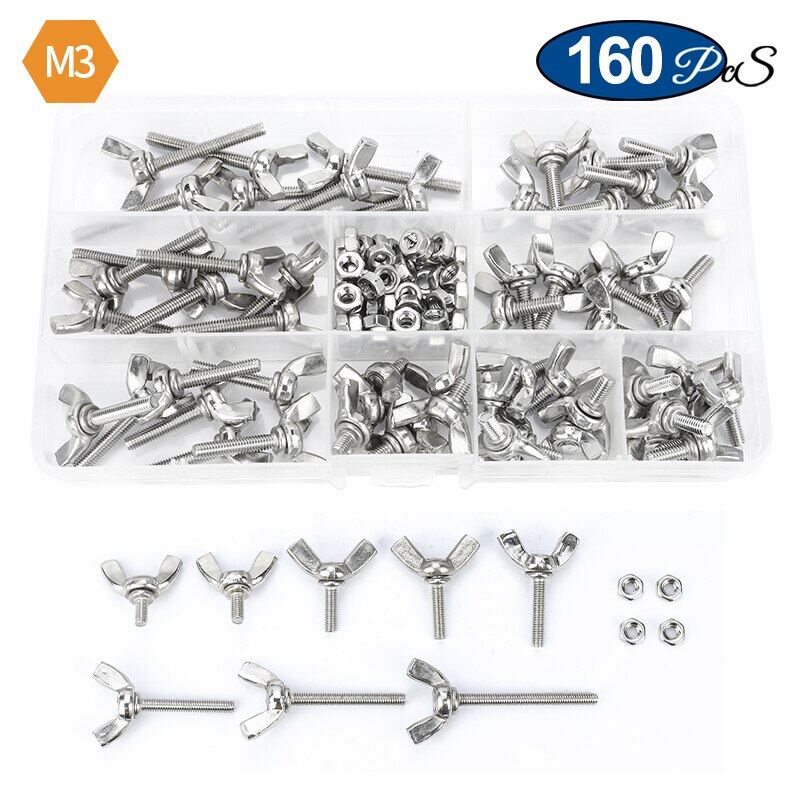 NINDEJIN Wing Bolt Set Butterfly Screws with Nut Stainless Steel M3 M4 ...