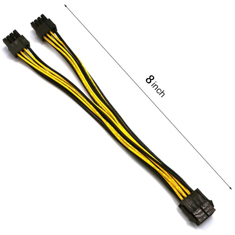 PCIe 8 Pin to 2 x 8 Pin (6+2) PCI Express Adapter Power Cable PCIE Y ...