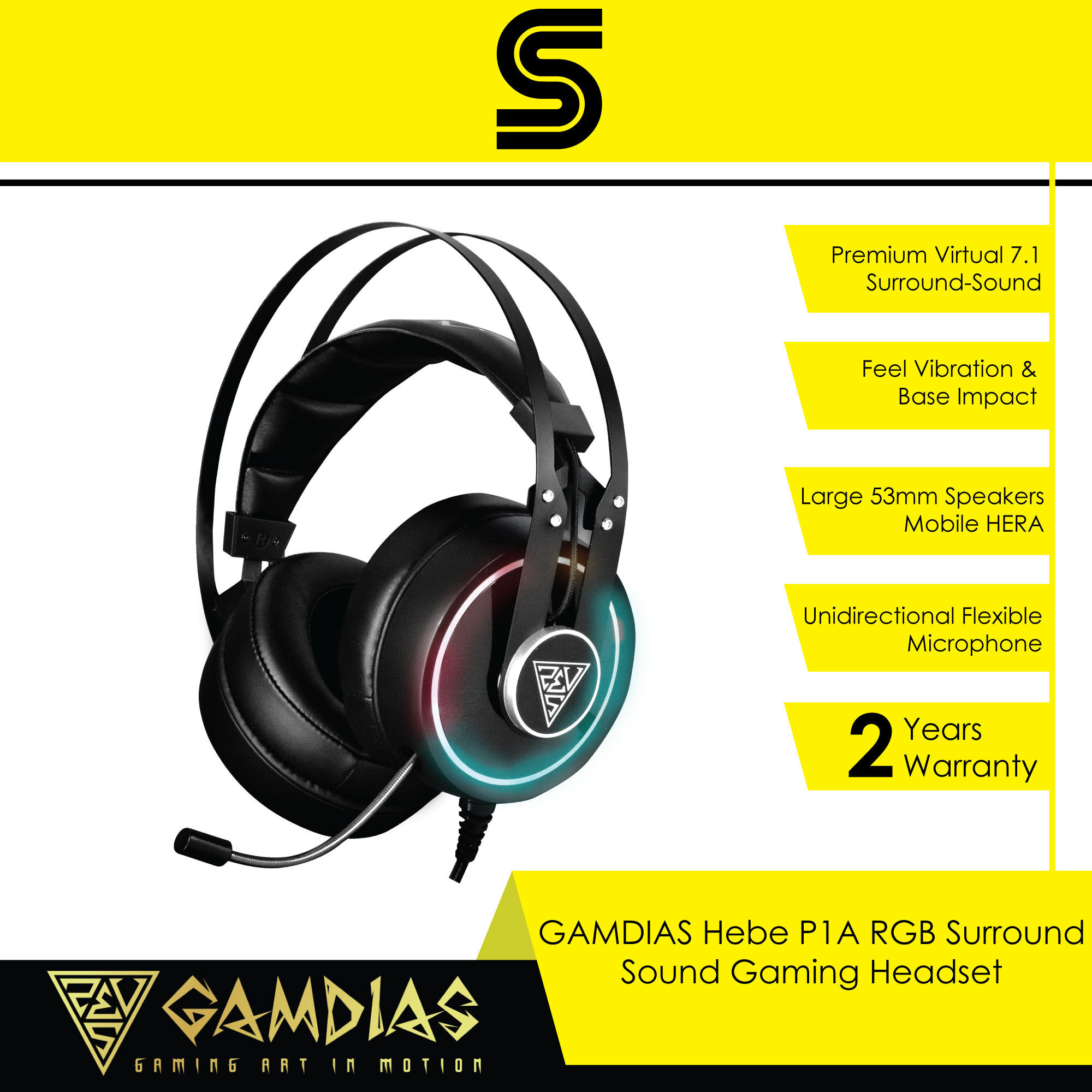 GAMDIAS Hebe P1A RGB Surround Sound Gaming Headset | Lazada