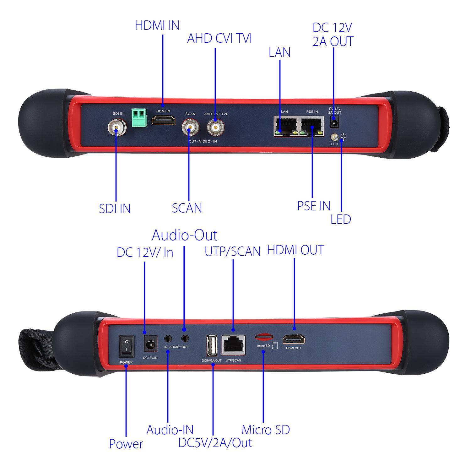 SEESII 7 นิ้ว 4K 1080P IPC กล้องหน้าจอทดสอบซีซีทีวี TVI CVI AHD SDI ...