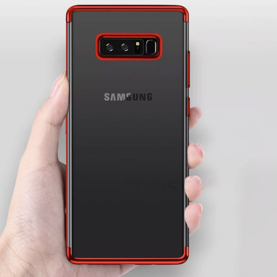 For Samsung Galaxy Note 8 Electroplated Frame Clear Crystal Ultra Slim ...