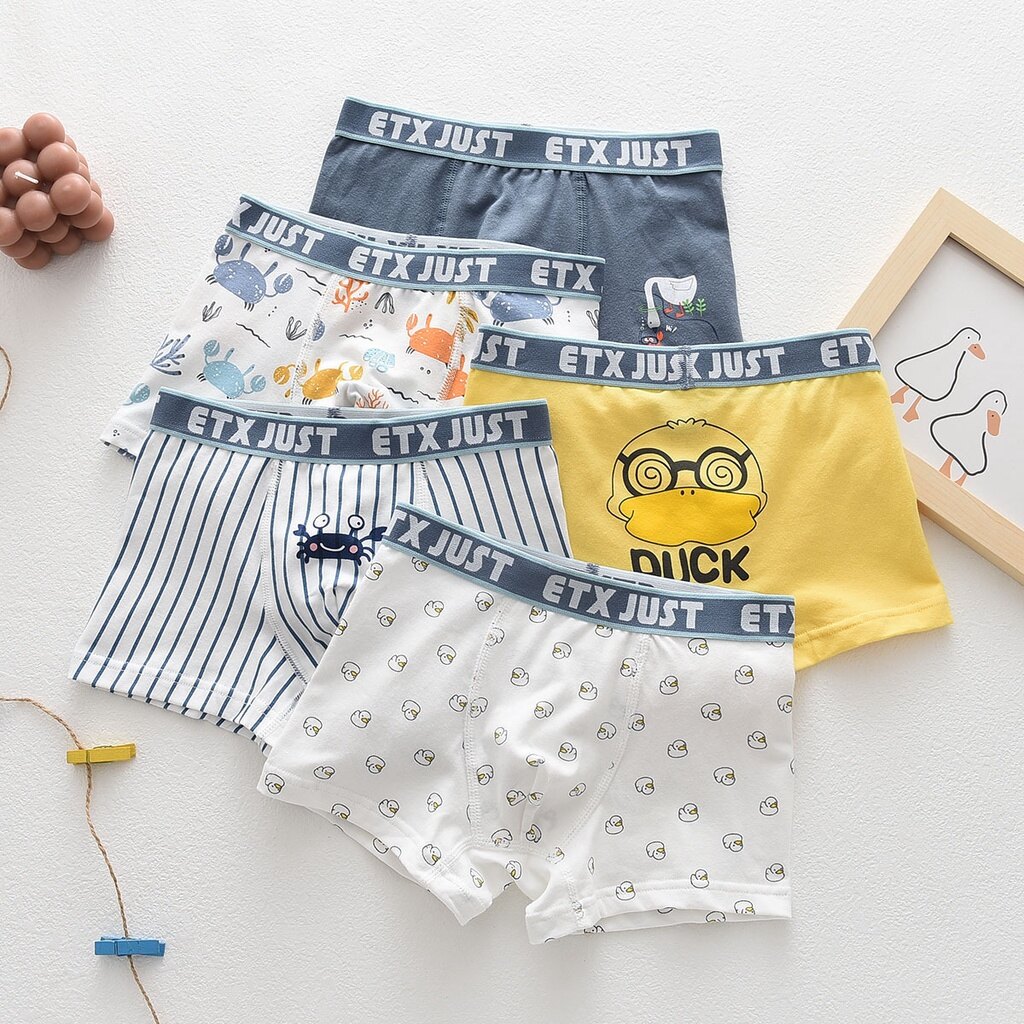 ETX JUST 5PCS กางเกงในชายผ้าฝ้ายกางเกงนักมวยนักเรียนการ์ตูนออกแบบ 4 ...