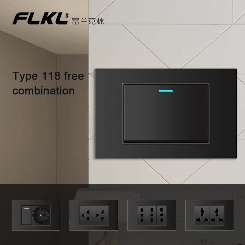 FLKL 118mm modern lighting wall switch pc frosted panel 13A universal ...
