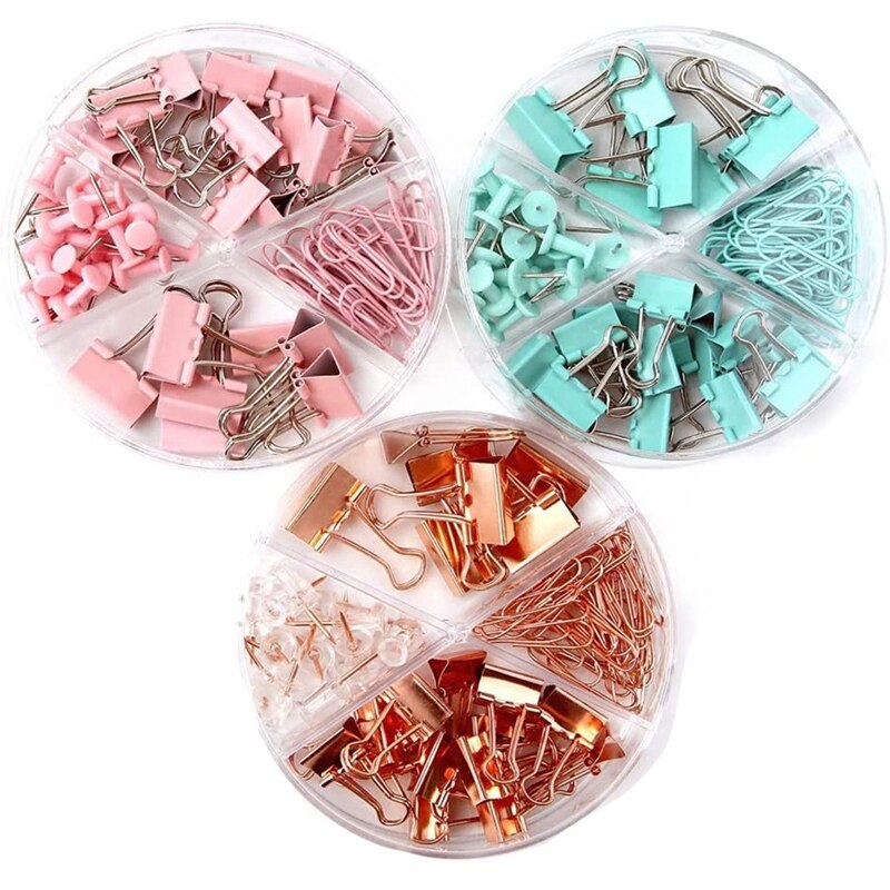 Box Pack Paper Clips Binder Clips Push Pins Set(72 Pcs Per Box ...