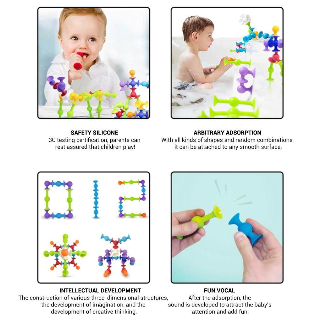 DIY Silicone Building Blocks Educational Toys for Kids Funny Suction ...