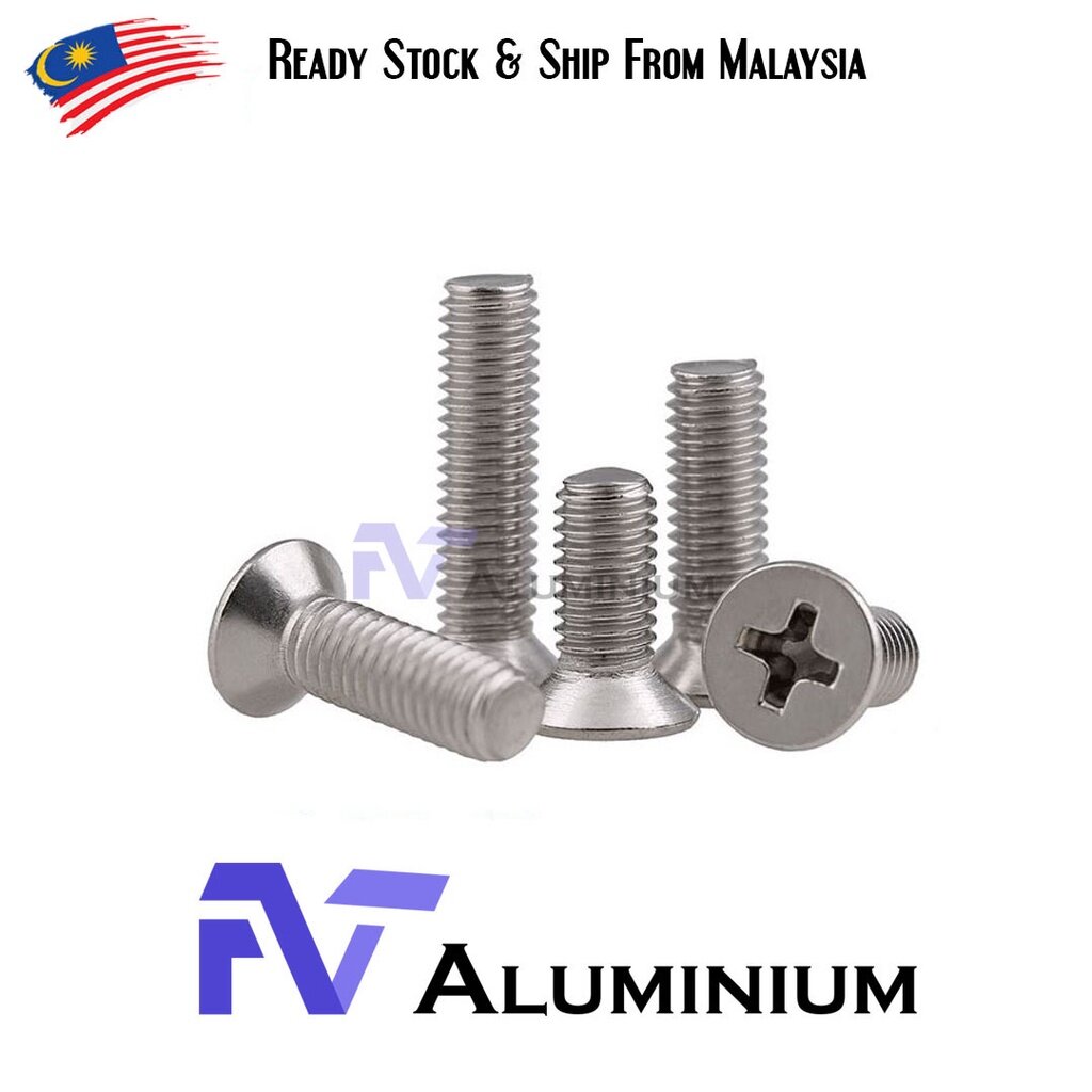 M3 M4 M5 M6 M8 Philip CSK Cross Recessed Phillips Countersunk Flat Head ...