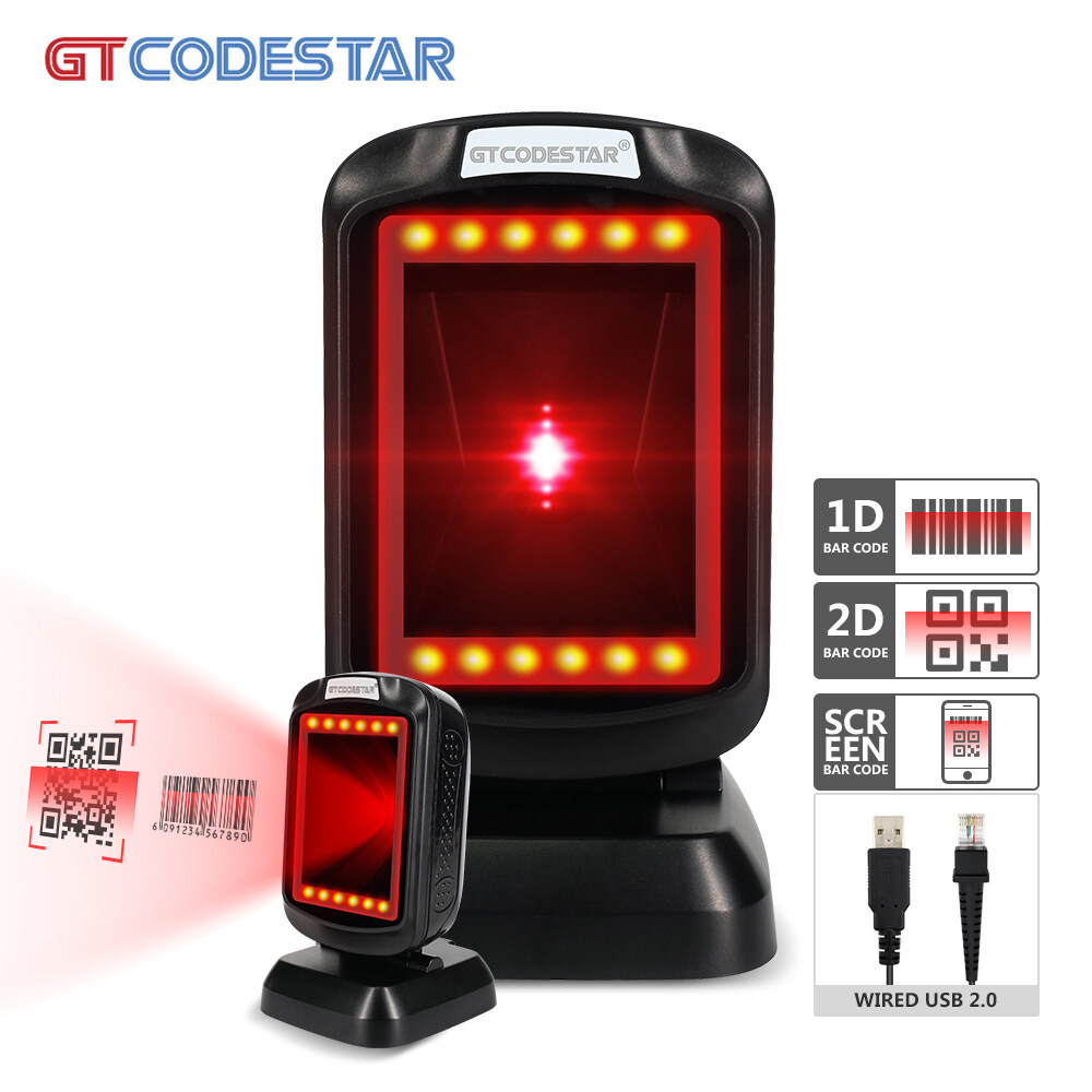 GTCODESTAR GT-9208 Wired Desktop Automatic Scan 2D Barcode Scanner ...