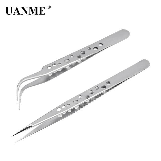 UANME Anti-static Sharp tips Tweezers Magnetical Curved Straight ...