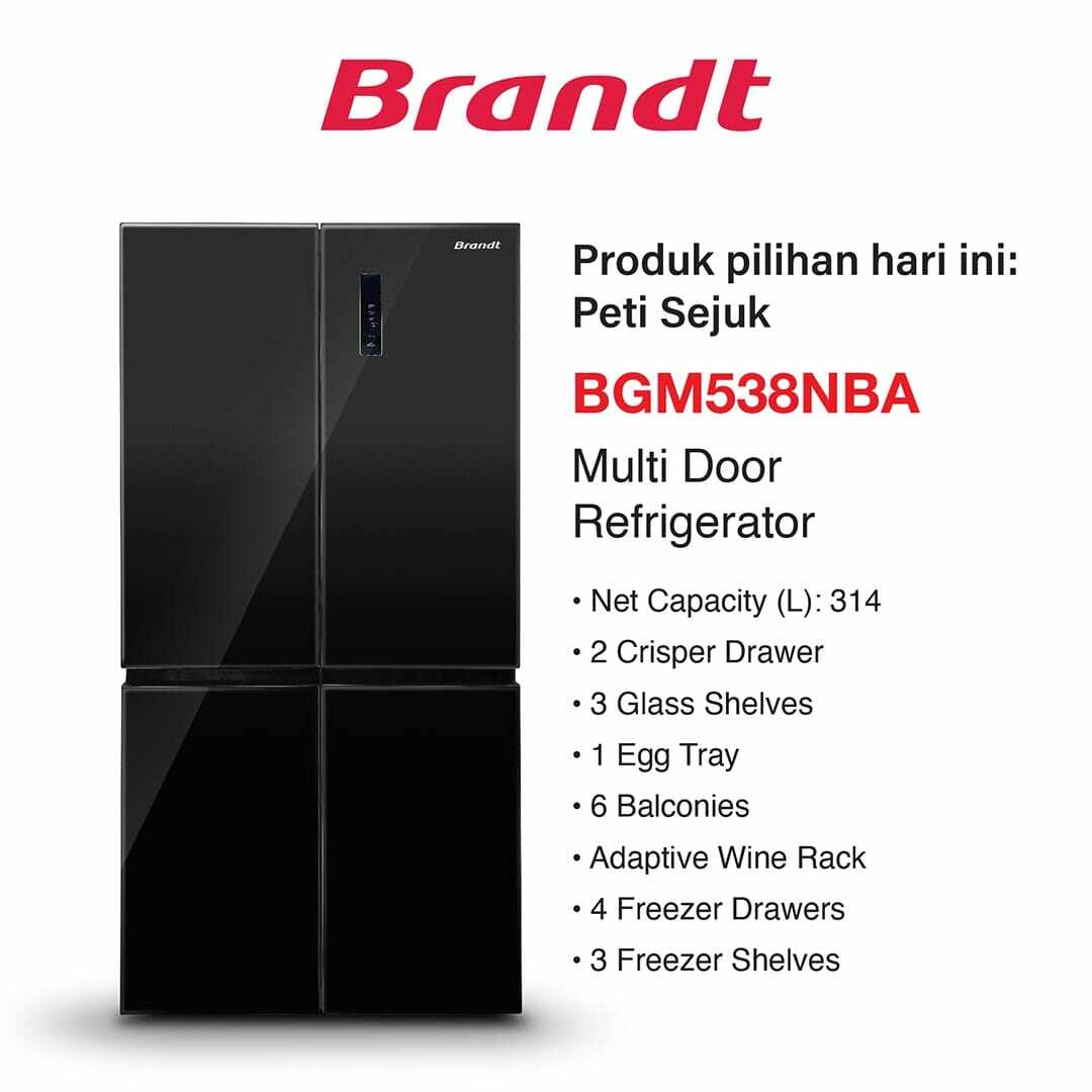 BRANDT 4 DOOR BLACK COLOUR 538L FRIDGE BGM538NWA | Lazada