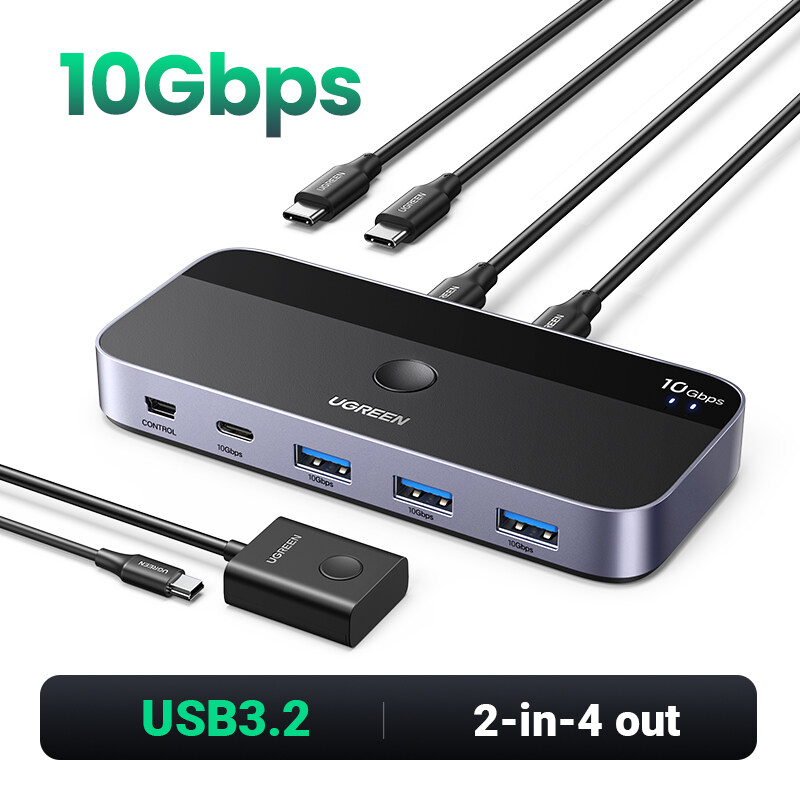 UGREEN USB 3.2 Sharing Switch, 2 Computers 1*USB C Port 3*USB A Port ...