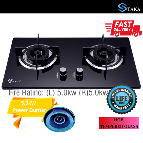 TAKA Tempered Glass Build in / Table Top Gas Stove / Hob TK-HB1013 (5 ...