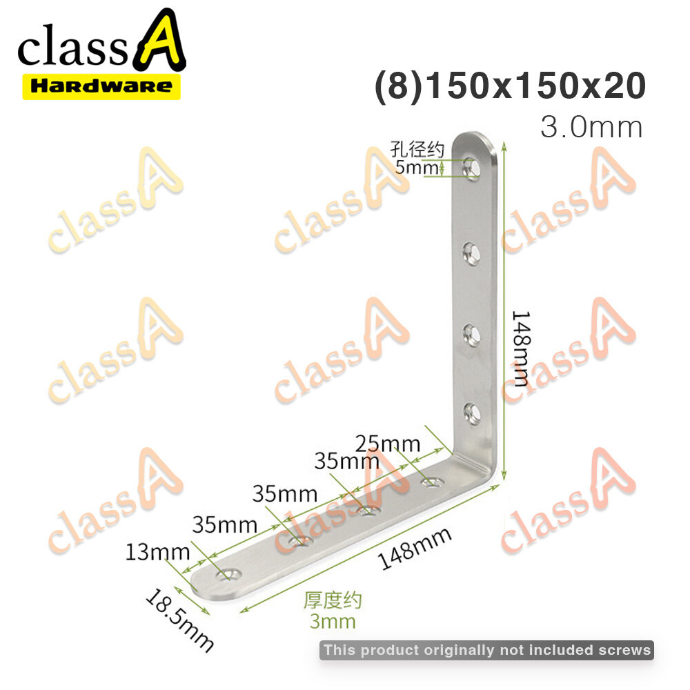 ClassAHW Stainless Steel Solid L Bracket Shape Angle Brace Shelf Drawer ...