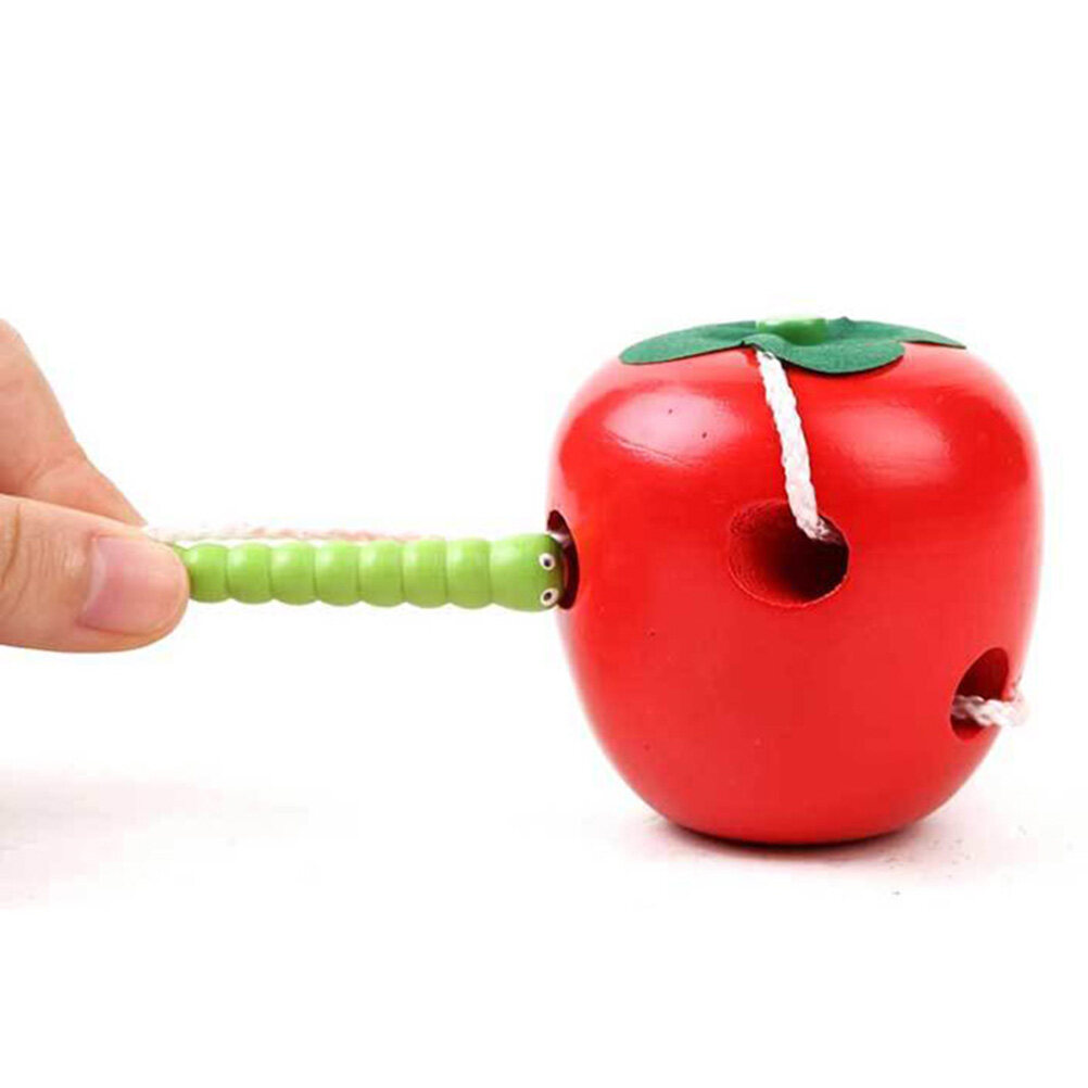 Caterpillar Eat Fruit Threading Toy Fruit Lacing Threading Wooden ...