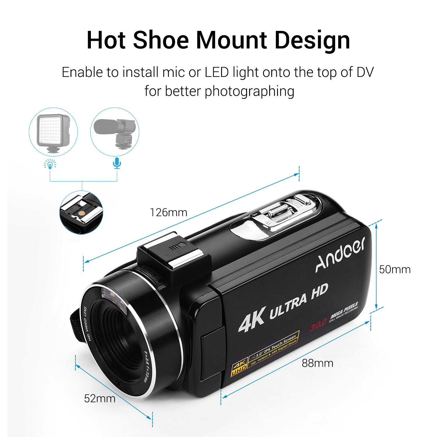 keykits- Andoer 4K Handheld DV Professional Digital Video Camera CMOS ...