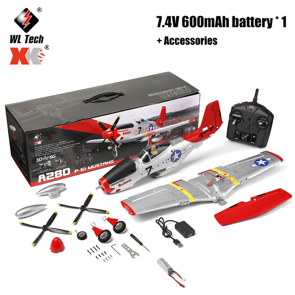 ST【In Stock】【Original 】2023ใหม่ WLtoys XK A280 RC เครื่องบิน P51 Fighter จำลอง2.4G 3D6G โหมด ...