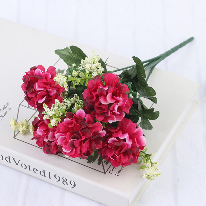 [Hot Sale] 1 Bouquet 5 Heads Hydrangea Silk Flower Artificial Flower ...