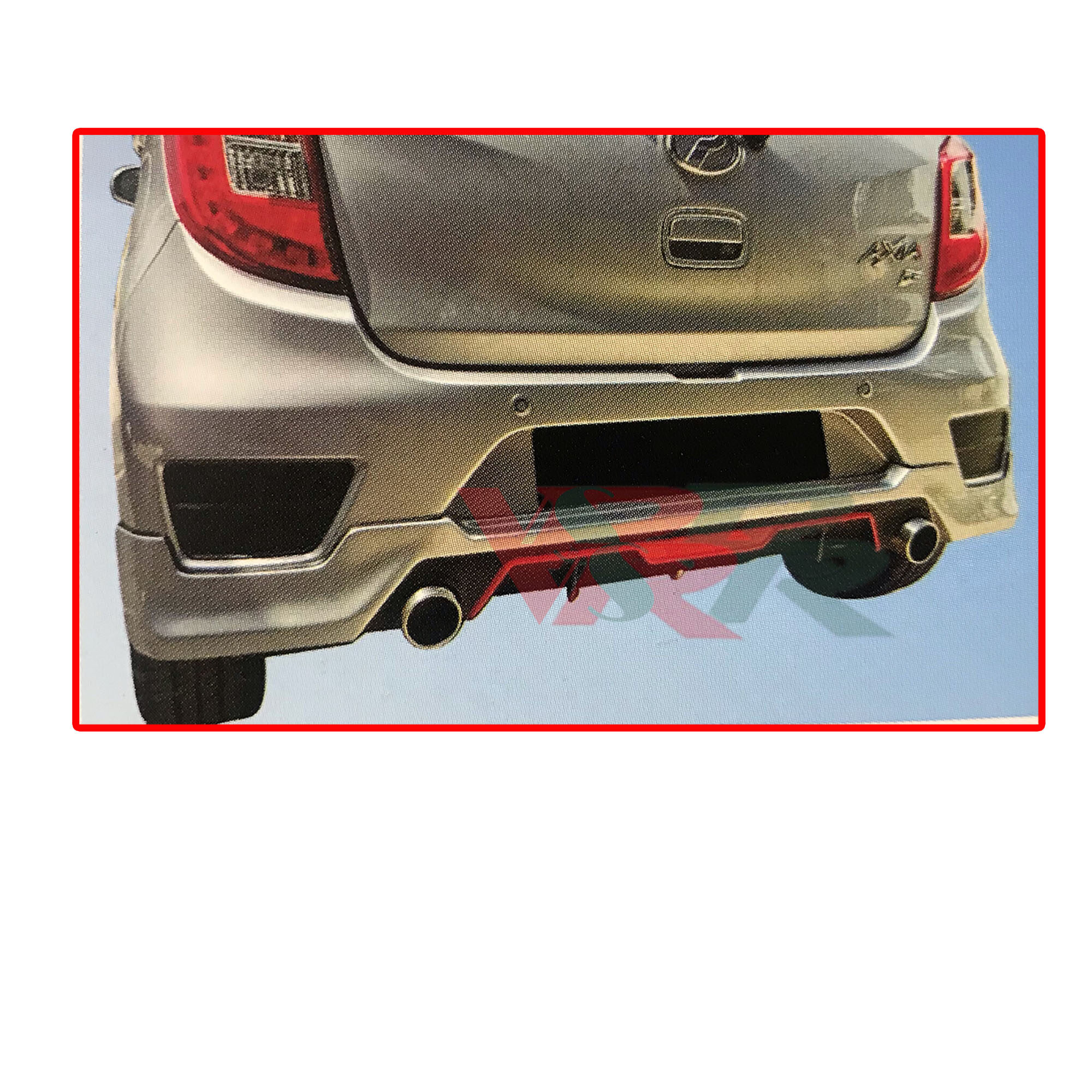 Perodua Axia (2014 - 2018) DRIVE 68 Style Rear Back Bumper Skirt With 2 ...
