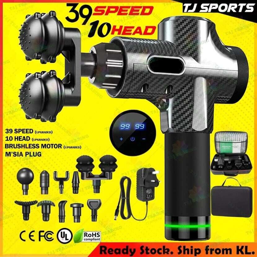 Massage Gun 39 Speeds 10 Massage Head Led Portable Muscle Massage Gun Percussive High Frequency