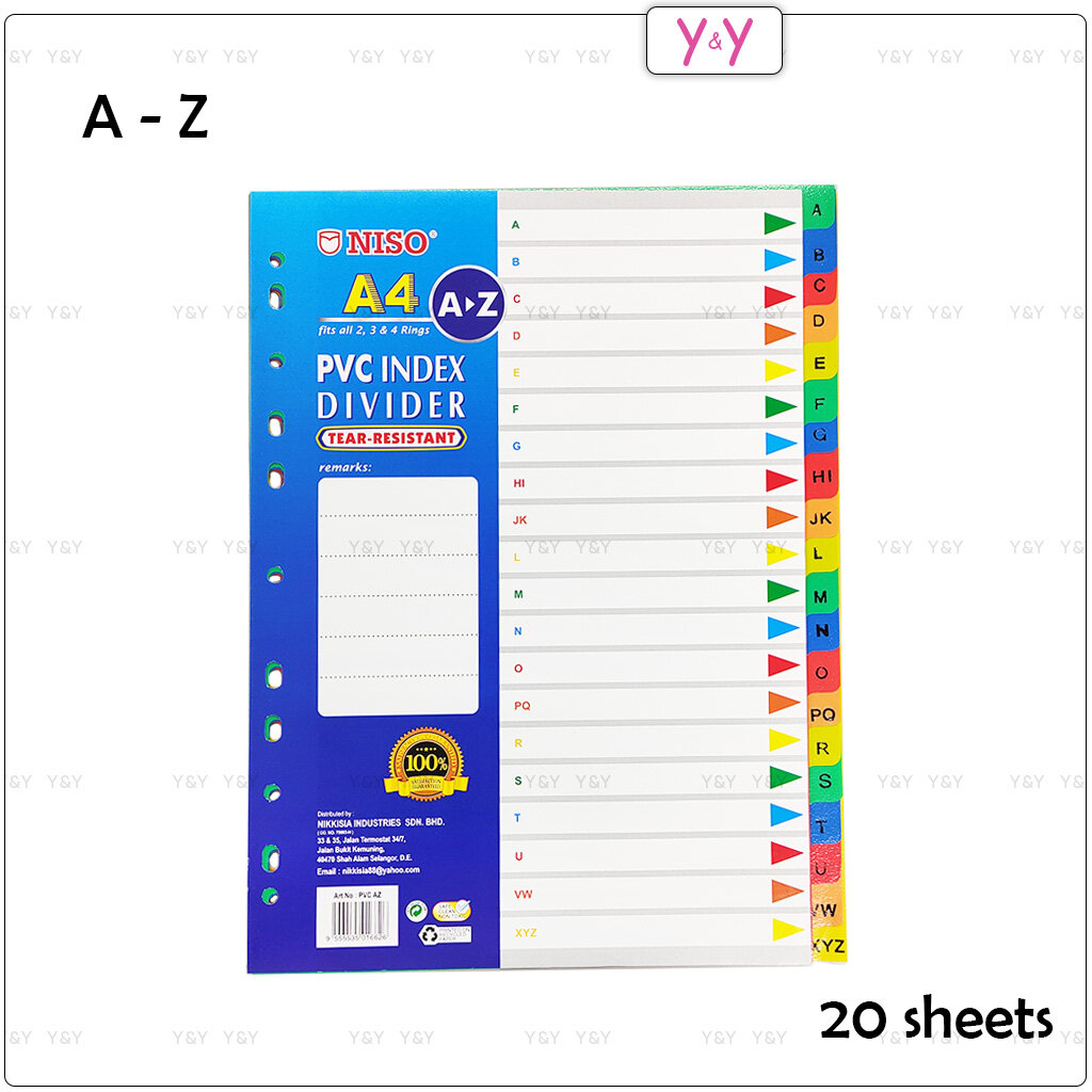 Niso A4 PVC Index Divider File / Document Divider / Paper Divider ...