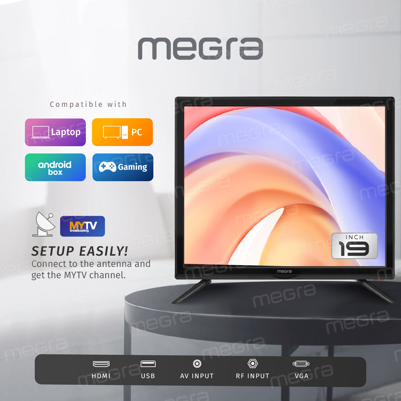 MEGRA 19" Digital Led TV Built in MYTV Television / PC Monitor 19inch ...