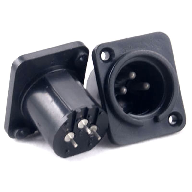 Soldering / PCB Mounting XLR 3pin Panel Mount Male Chassis Socket ...