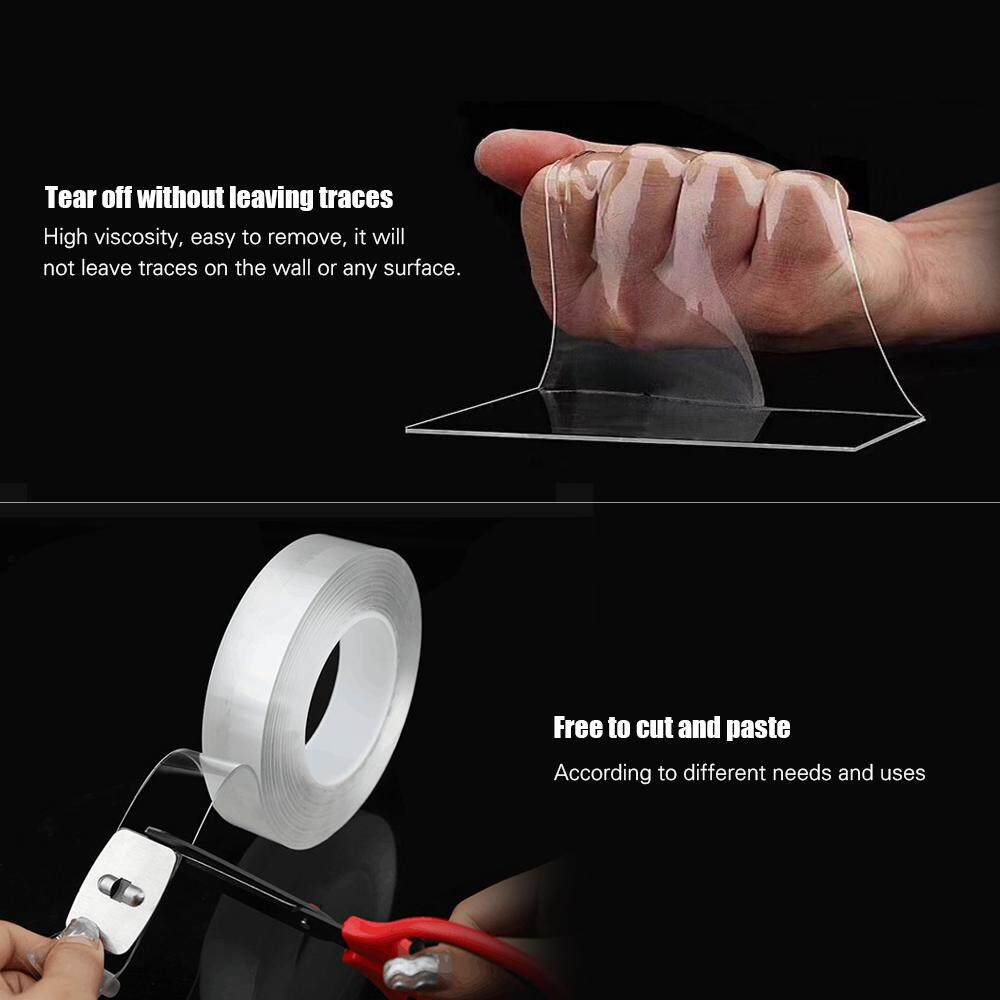 1m/3.3ft Washable Traceless Double-sided Adhesive Tape Removable ...