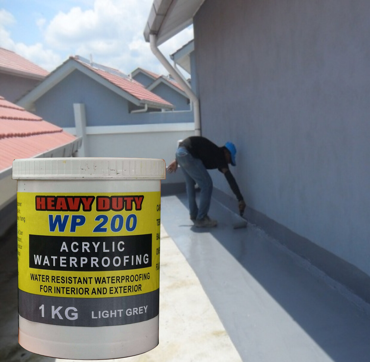 5L ( GREY WP200 ) waterproofing acrylic ( Heavy Duty Brand Paint ) WP ...