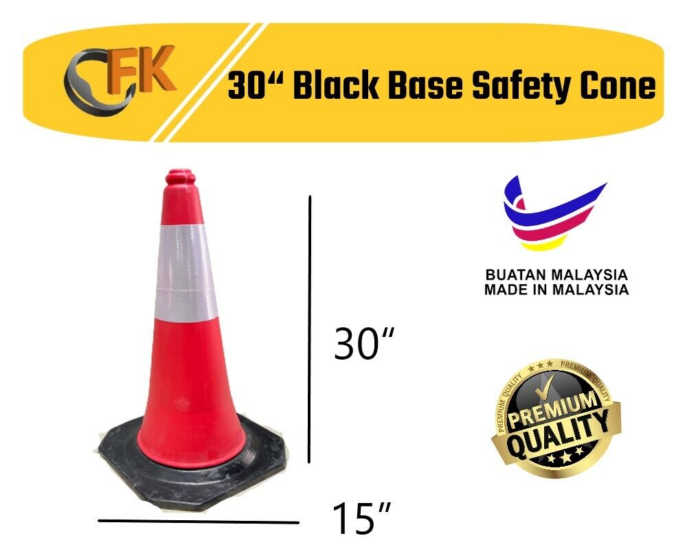 30" Kon Keselamatan Jalan Raya /Black Base Safety Cone PVC road cone ...
