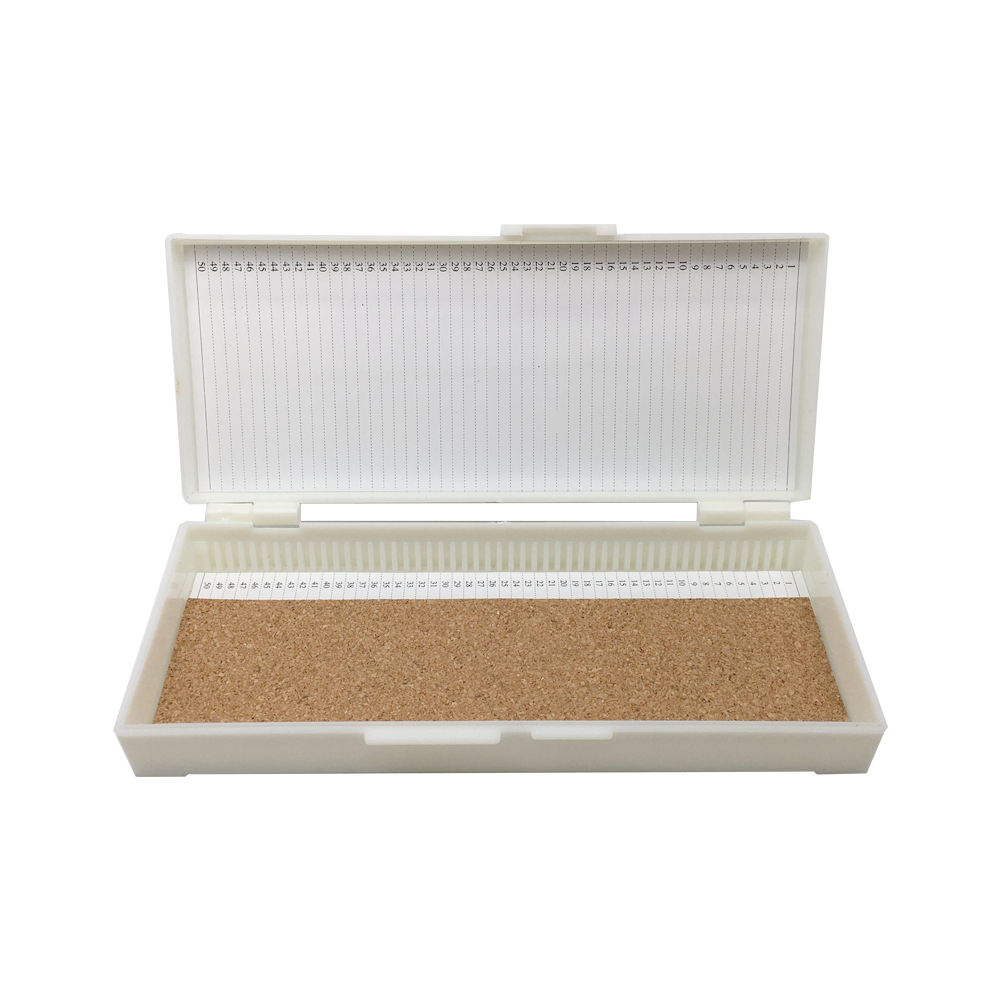 Microscope Slides Box 50 Places Slide Case Wood Pad Plastic Storage Box ...