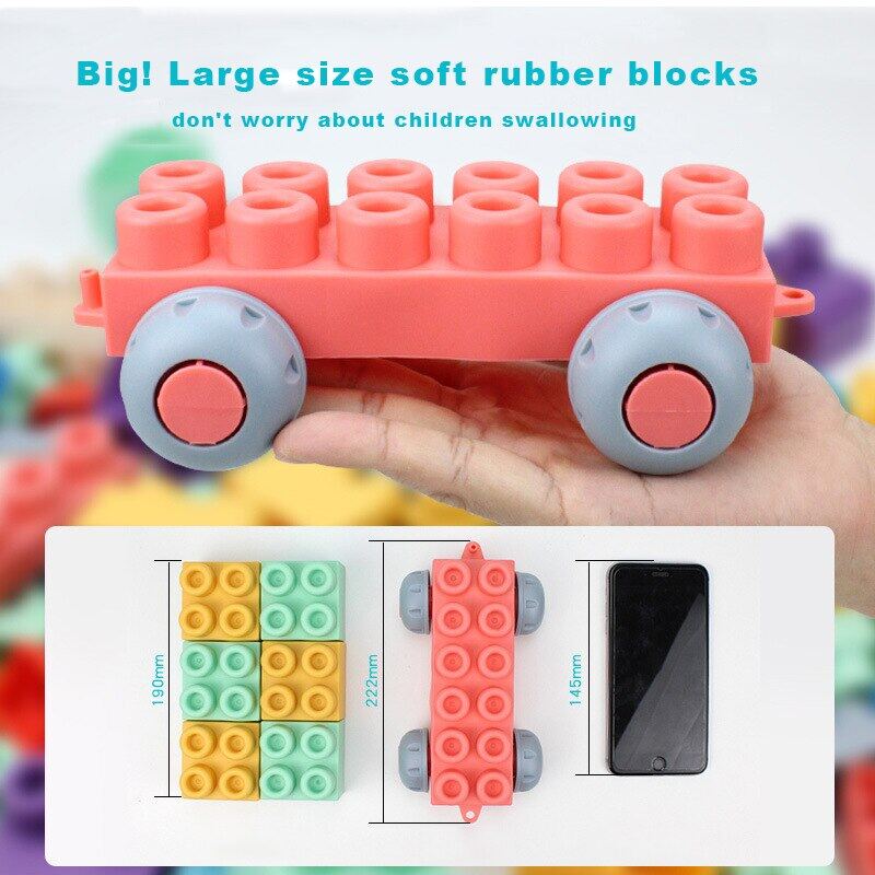 Baby 3D Big Size Soft Plastic Building Blocks Touch Hand Teethers ...