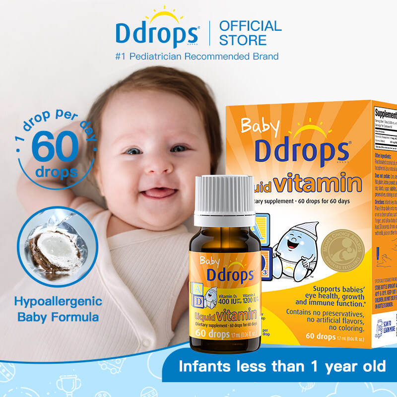 Ddrops Baby Vitamin A And Vitamin D 400 iu & 1200iu，infant Liquid ...