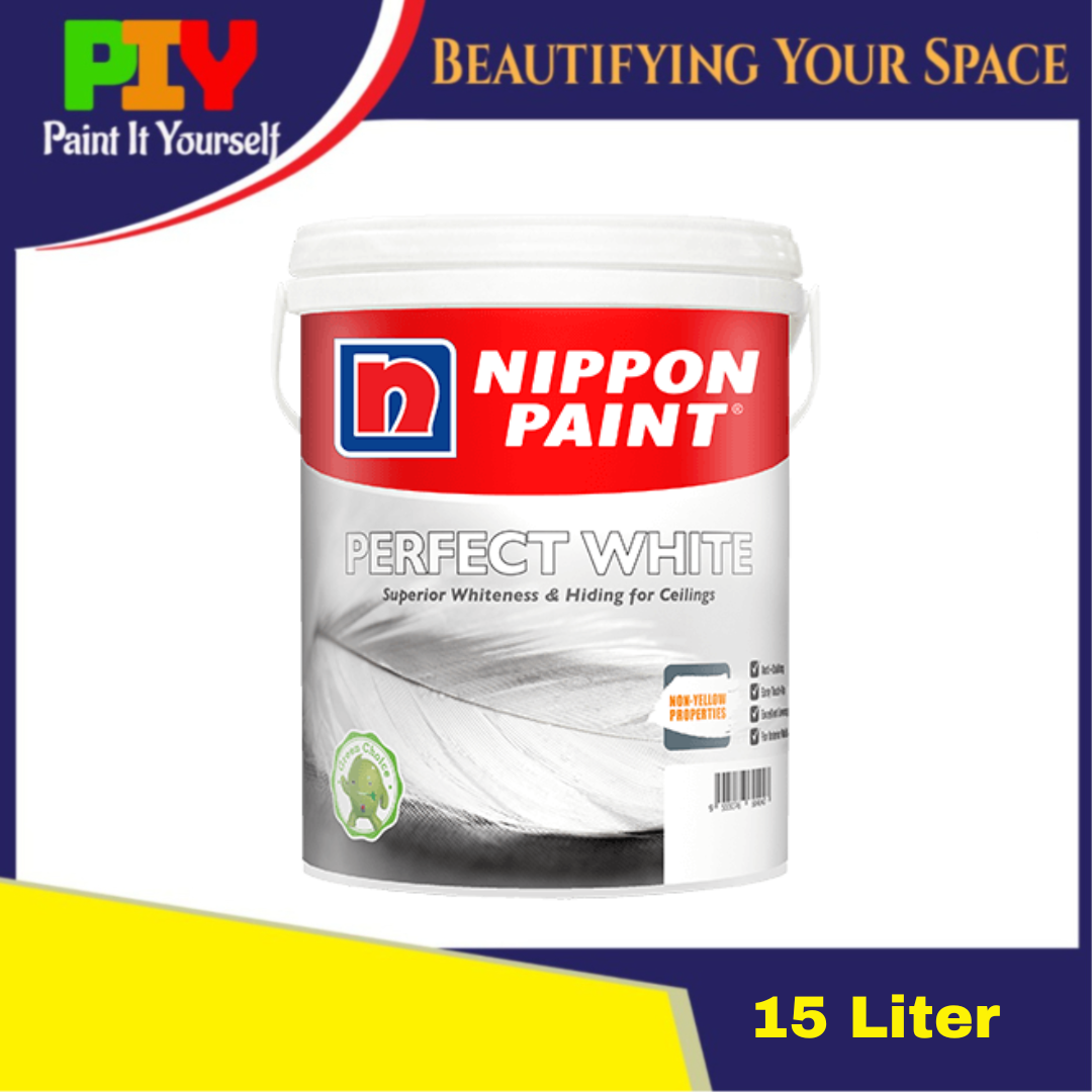 Nippon Paint Perfect White Interior Wall Ceiling Cat Dalam Dinding Siling Rumah 15L - 15 Liter ...