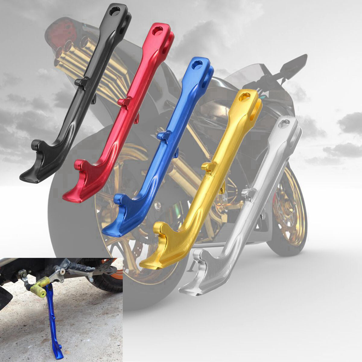 Universal รถจักรยานยนต์ Stand Clamp On Side Kickstand Kick Stand ...