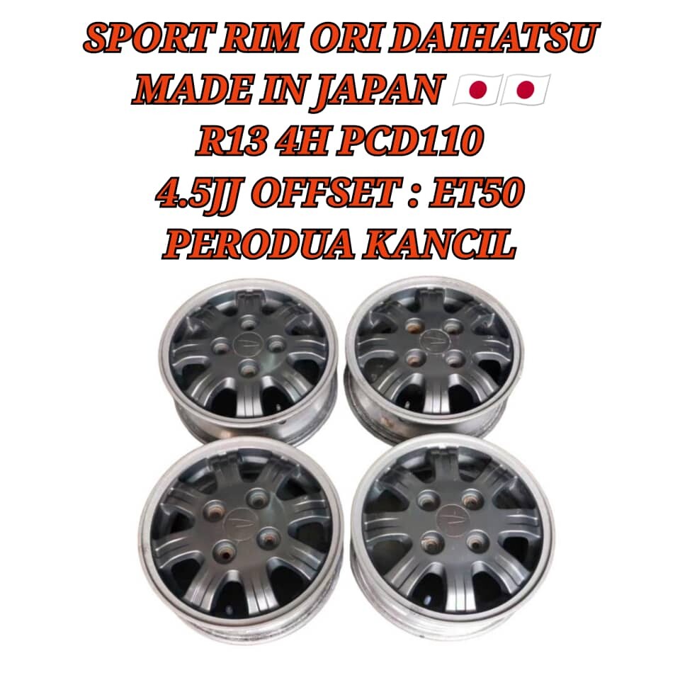 Sport Rim Ori Daihatsu R13 4H PCD110 4.5JJ Offset +50 For Perodua ...