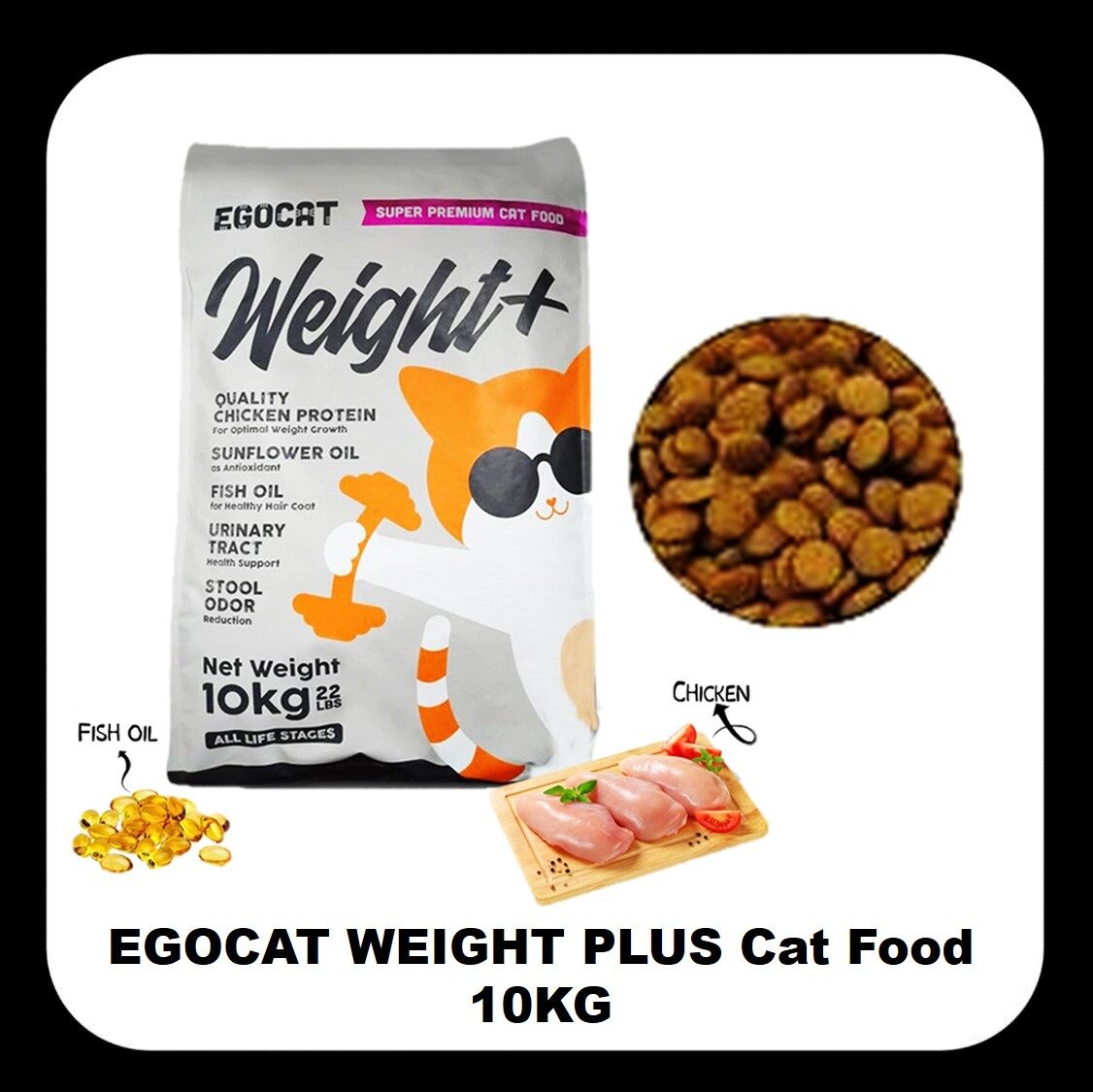 Egocat Weight+ Super Premium Cat Food 10kg (For All Life Stages) # ...