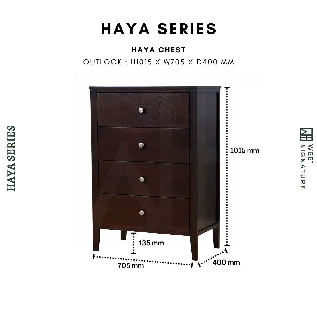 Wee Signature - Haya Bedside Table | 2/4 Drawers Bedside Table | Coffee ...