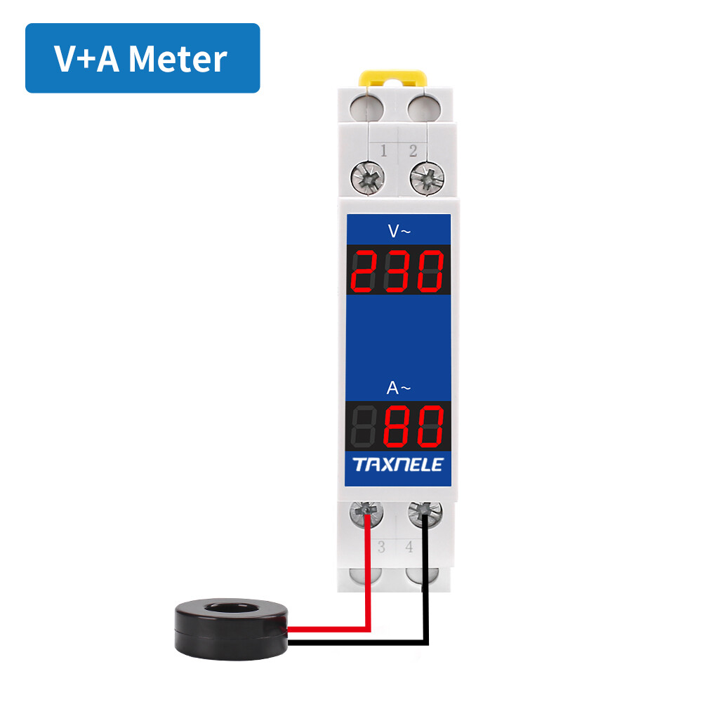 Din Rail 18mm Voltage Current HZ Meter AC 80-500V 220V 380V 100A ...