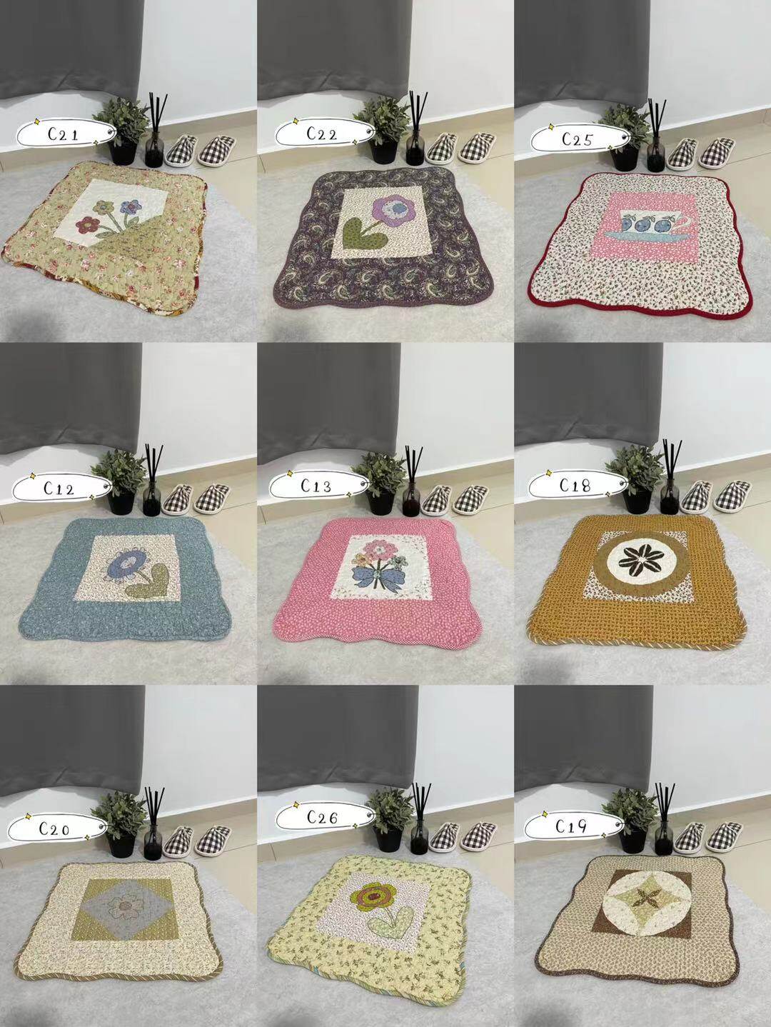 Antislip Patchwork 50cm*50cm 100% Cotton Bath Mat/Kain Lantai Kaki ...