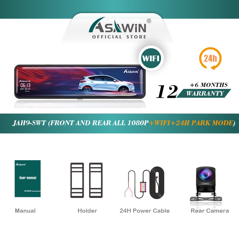 Asawin H9 11 In Rear View Mirror WIFI Dash Camera For Car Dvr Front And ...