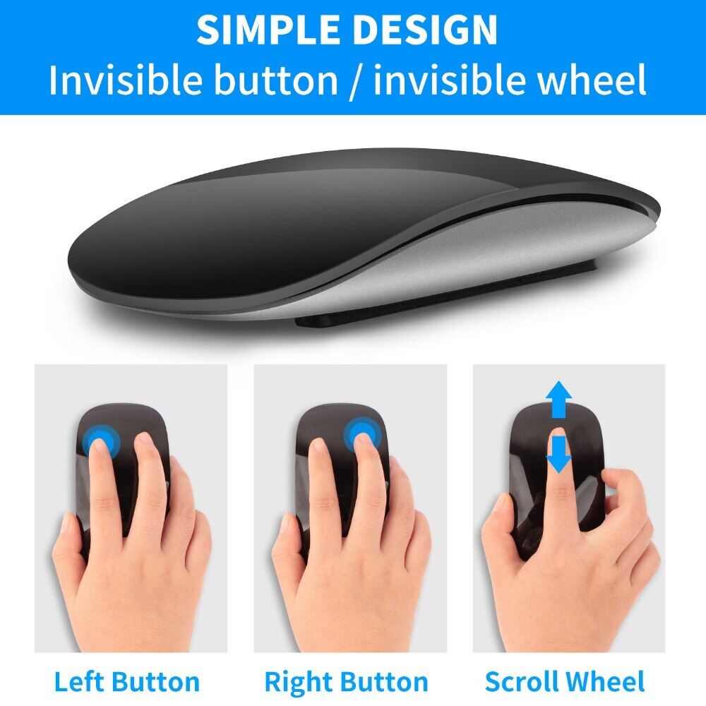 Bluetooth 4.0 Wireless Mouse Rechargeable Silent Multi Arc Touch Mice ...