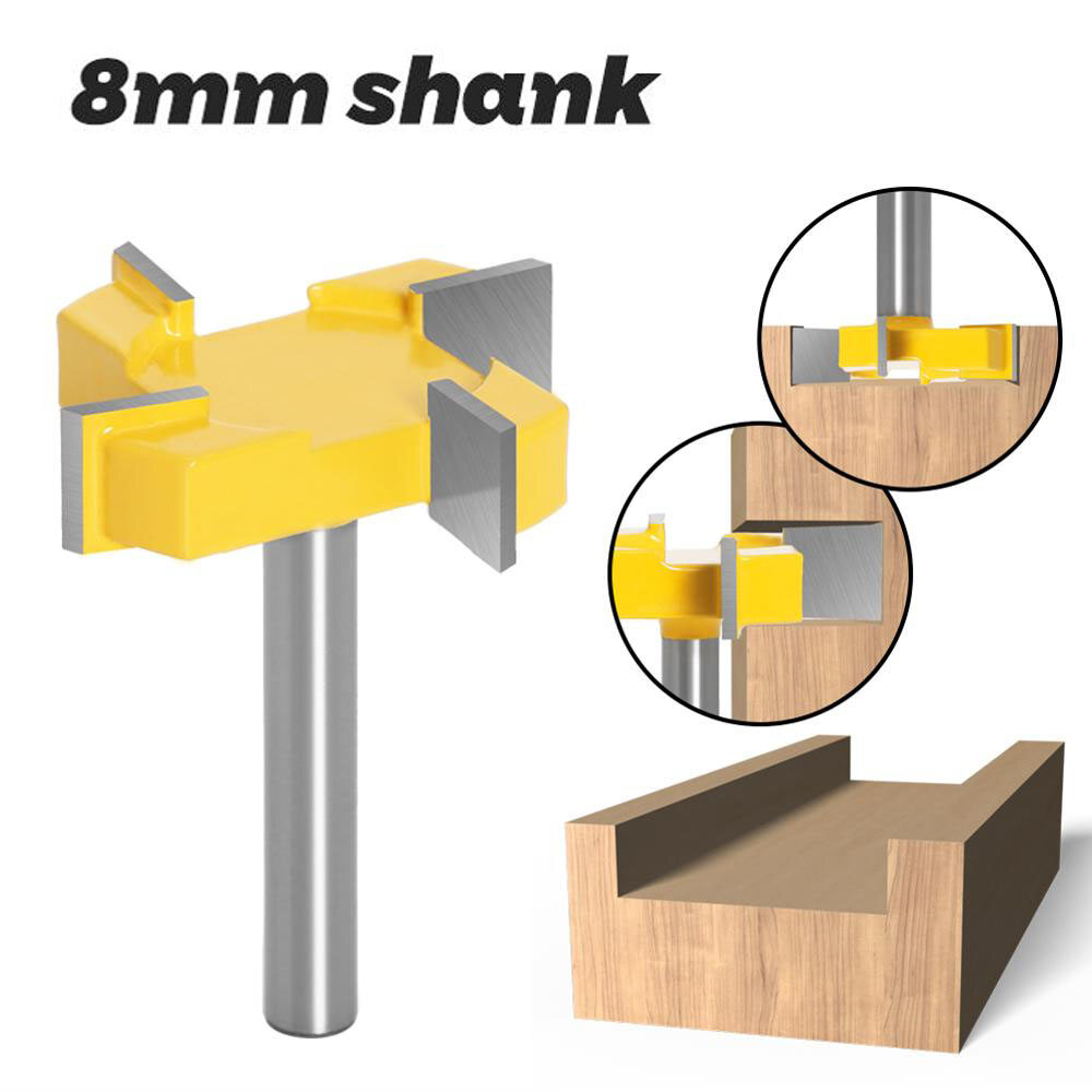 1Pc 8Mm Shank 4 Edge T Type Slotting Router Bit เกรดอุตสาหกรรมเครื่องตั ...