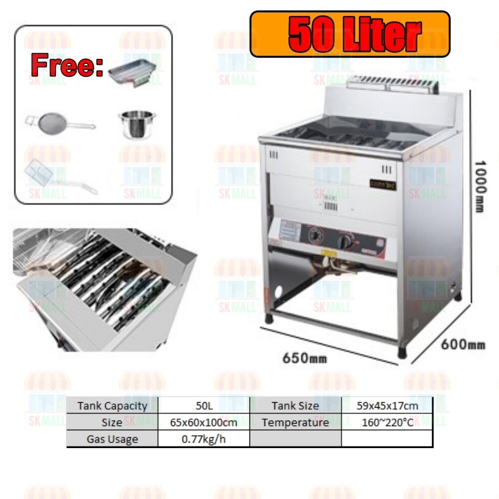 Commercial Gas Deep Fryer Machine Mesin Goreng Dapur Ayam Gunting 20 ...