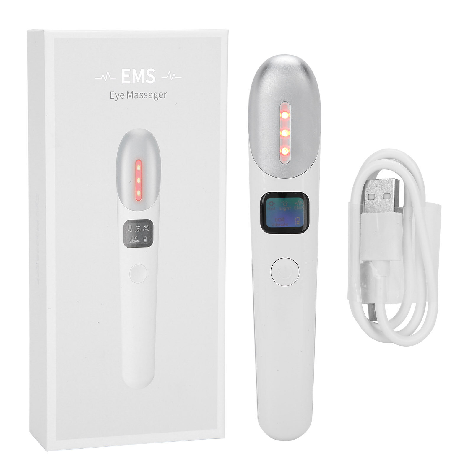 ปากกานวดตาไฟฟ้าร้อนบีบอัด EMS Eye Massager Circles Dark Removal ...