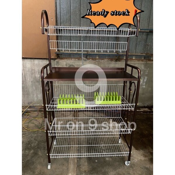 3V Rak Pinggan Besi Beroda/ Cooper Kitchen Dish with wheels / Rak ...