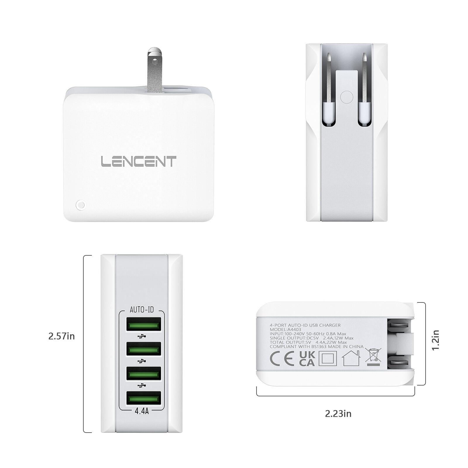 LENCENT Travel Adapter International Power Adapter with 4 USB Ports ...