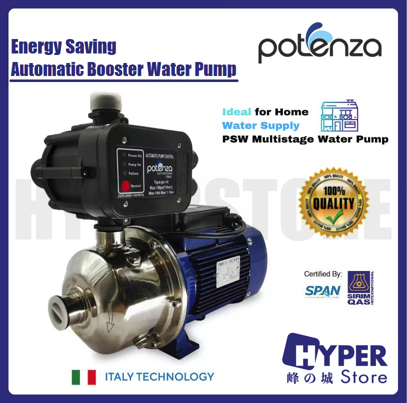 POTENZA 0.5/0.75/1HP Energy Save Auto Booster Water Pump With Pump ...